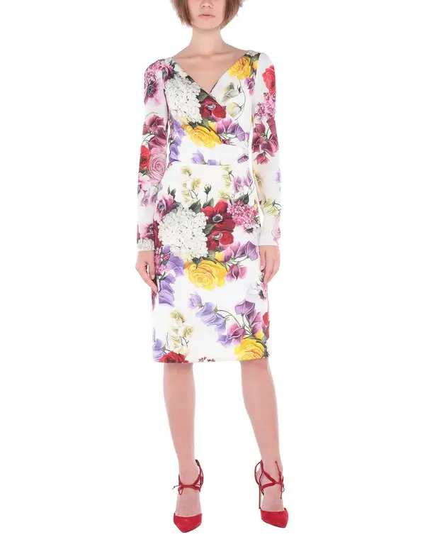 Dolce & Gabbana Floral Print Long Sleeve V-neck Dress