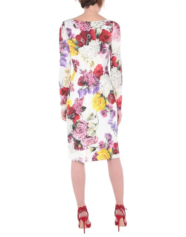 Dolce & Gabbana Floral Print Long Sleeve V-neck Dress