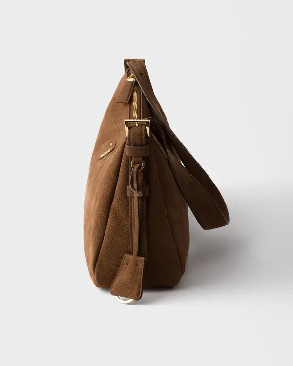 Prada Large Nubuck Leather Shoulder Bag - Cocoa Brown