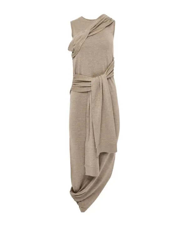 J.W.ANDERSON Sleeveless Knit Midi Dress With Tie Detail - Sandstone