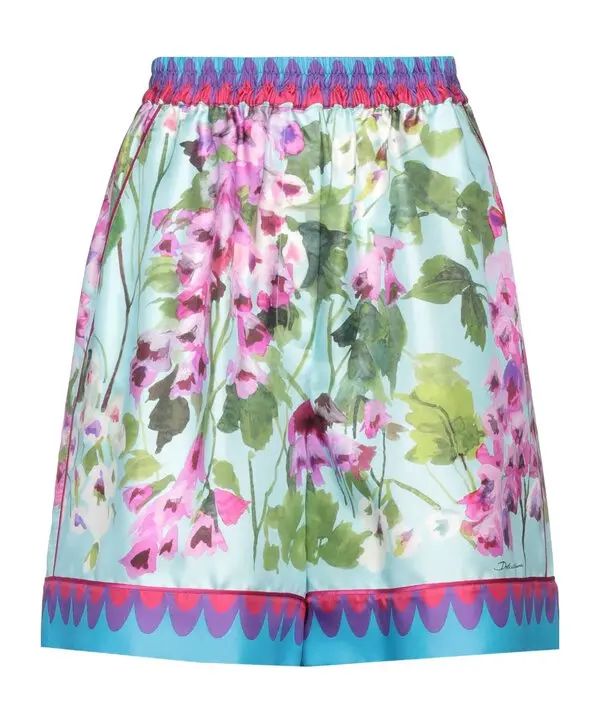 Dolce & Gabbana Multicolor Floral Satin Shorts - Green