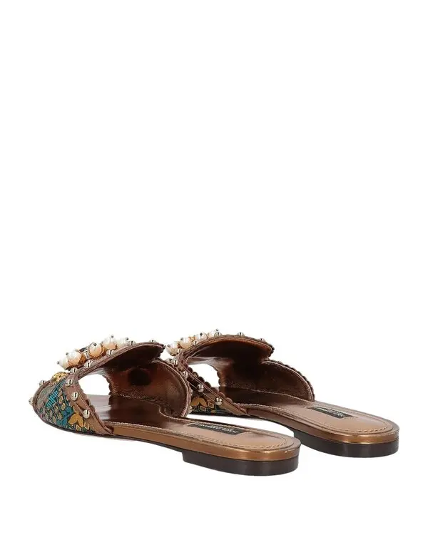 Dolce & Gabbana Multicolor Metallic Jacquard Embellished Slide Sandals