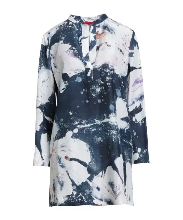 MAXCO. Max&co. Graphic Print Stand Collar Long Sleeve Top