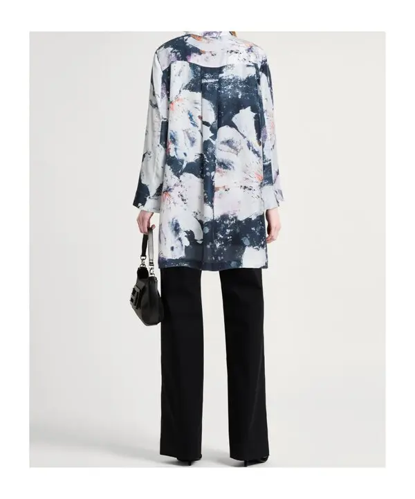 MAXCO. Max&co. Graphic Print Stand Collar Long Sleeve Top