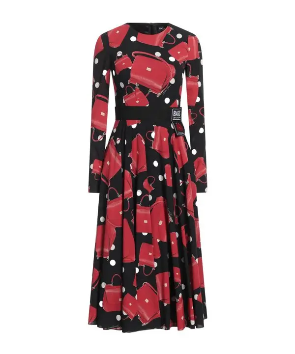 Dolce & Gabbana Polka Dot Pleated Midi Dress - Black