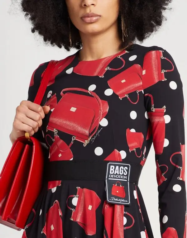 Dolce & Gabbana Polka Dot Pleated Midi Dress