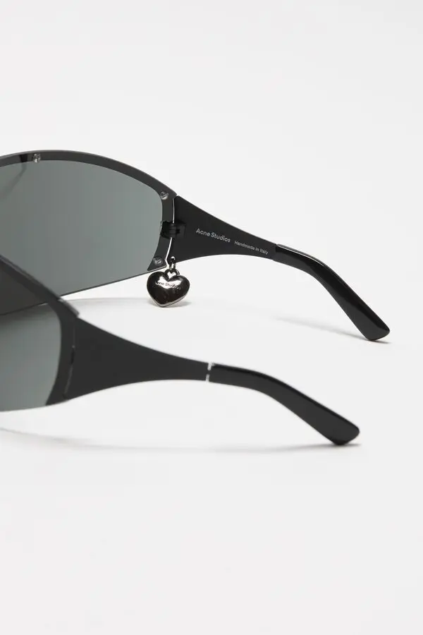 Acne Studios Shield Frame Sunglasses With Heart Embellishments