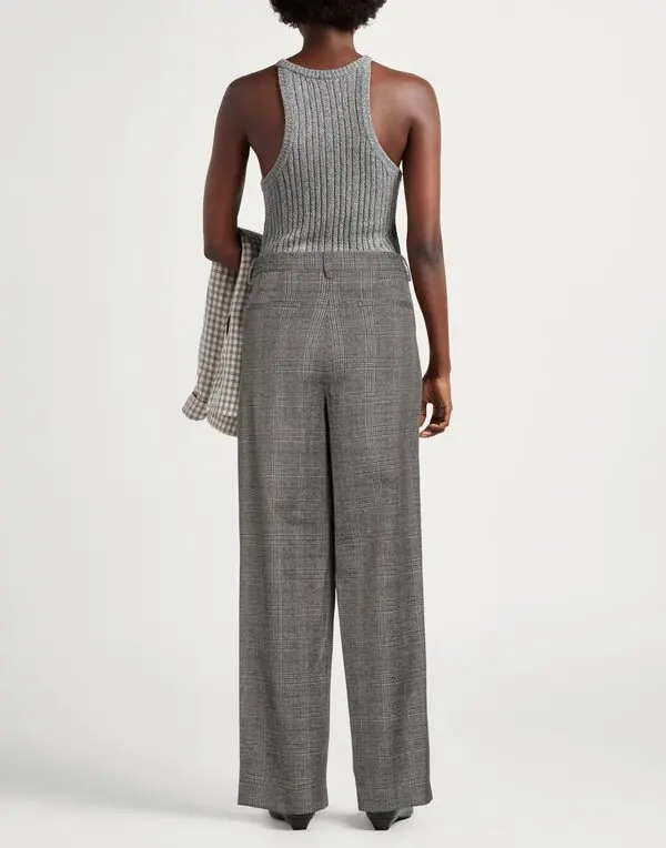 Rag & Bone Plaid Virgin Wool Wide Leg Trousers