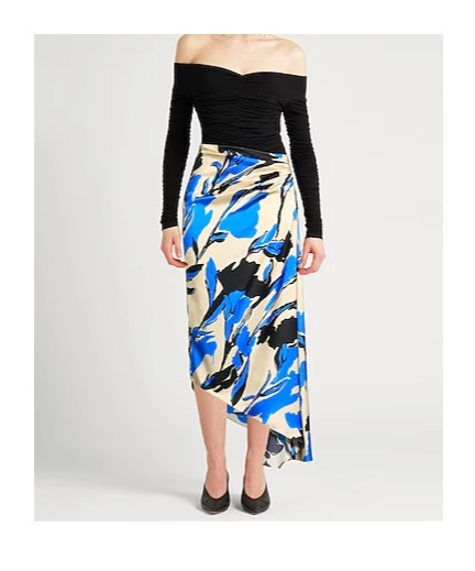 Max Mara Floral Print Asymmetrical Midi Skirt