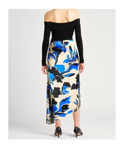 Max Mara Floral Print Asymmetrical Midi Skirt
