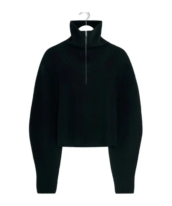 LEMAIRE High Neck Half-zipped Ribbed Jumper