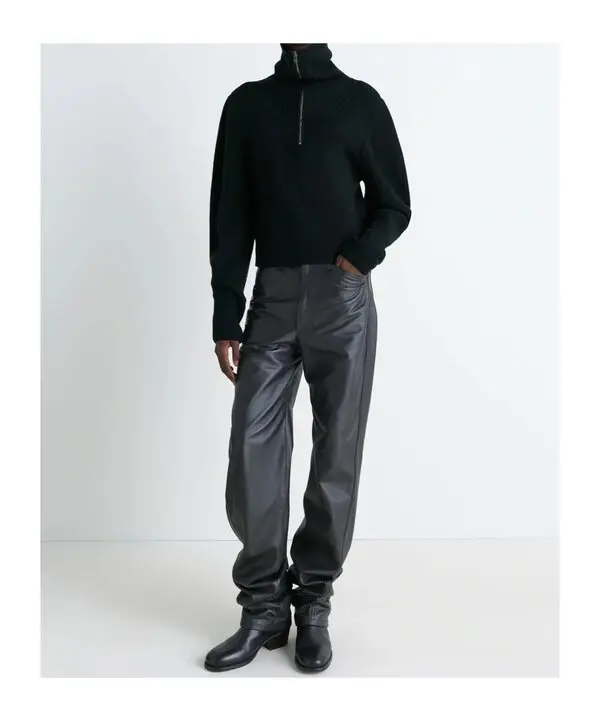 LEMAIRE High Neck Half-zipped Ribbed Jumper