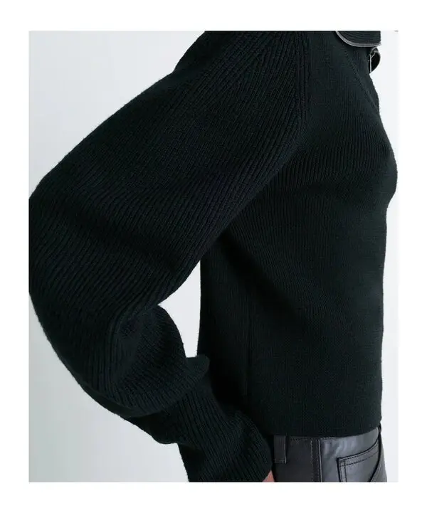 LEMAIRE High Neck Half-zipped Ribbed Jumper