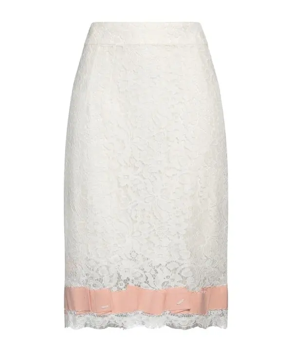 Dolce & Gabbana Lace Pencil Skirt - White