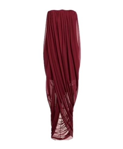 Burberry Strapless Pleated Dress With Asymmetrical Hem