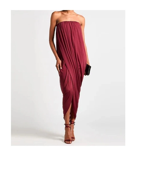 Burberry Strapless Pleated Dress With Asymmetrical Hem