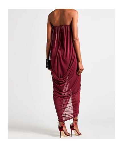 Burberry Strapless Pleated Dress With Asymmetrical Hem