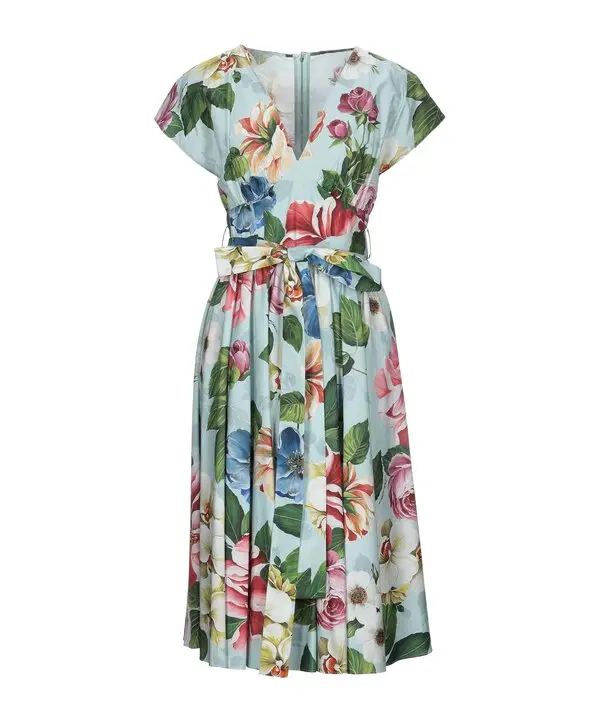 Dolce & Gabbana Floral Print Pleated Midi Dress