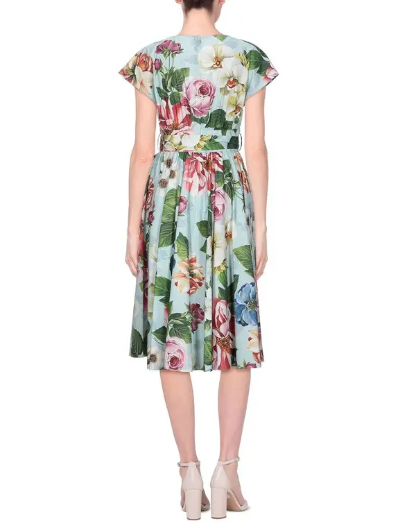 Dolce & Gabbana Floral Print Pleated Midi Dress