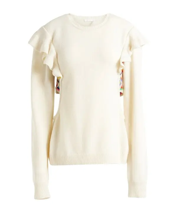 Chloé Crew Neck Sweater With Ruffled Design