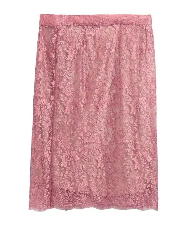 Dolce & Gabbana Minimalist Solid Lace Midi Skirt - Pink