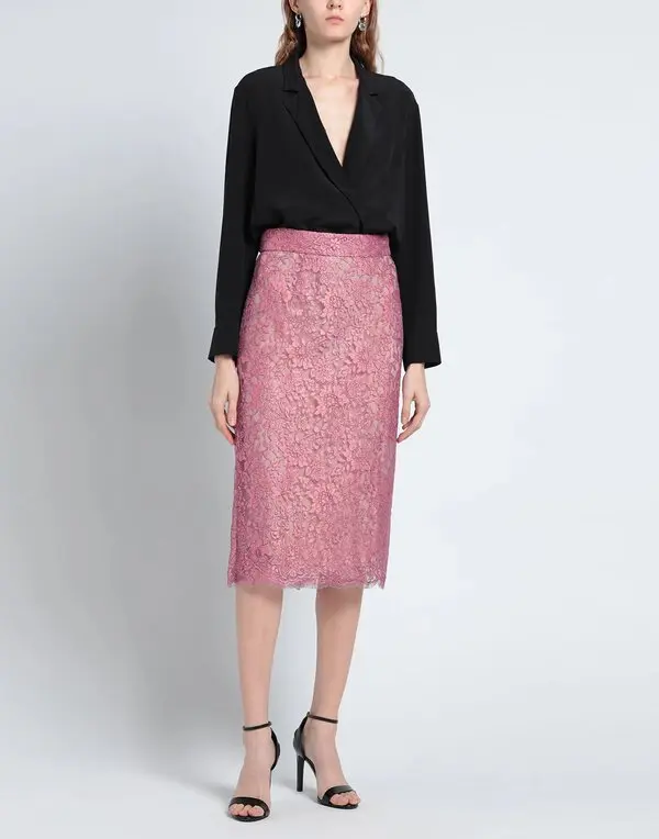 Dolce & Gabbana Minimalist Solid Lace Midi Skirt