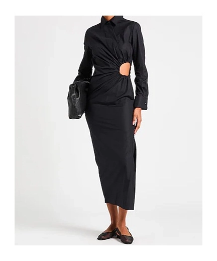 Max Mara Long Sleeve Pleated Shirt Dress