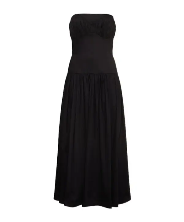 Tove Pleated Tube Top Dress - Black