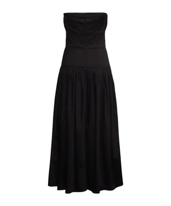 Tove Pleated Tube Top Dress - Black