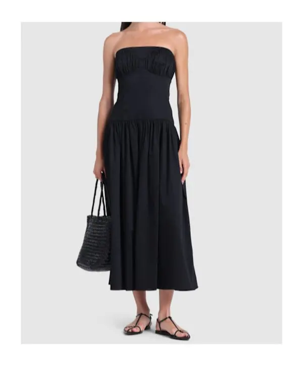 Tove Pleated Tube Top Dress - Black