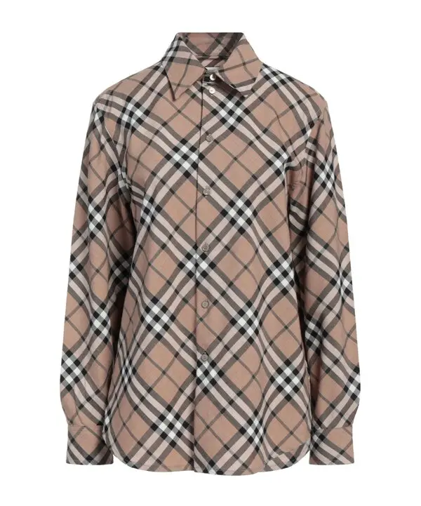 Burberry Long Sleeve Checked Shirt - Nude