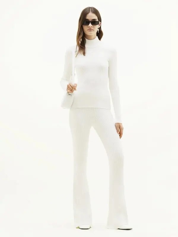 COURREGES Ribbed Knit Flared Trousers With Ac Logo
