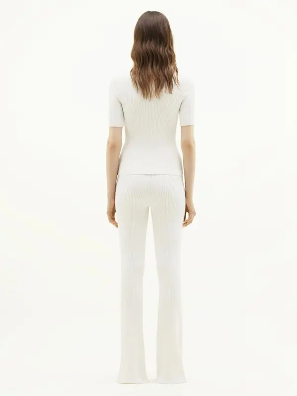 COURREGES Ribbed Knit Flared Trousers With Ac Logo