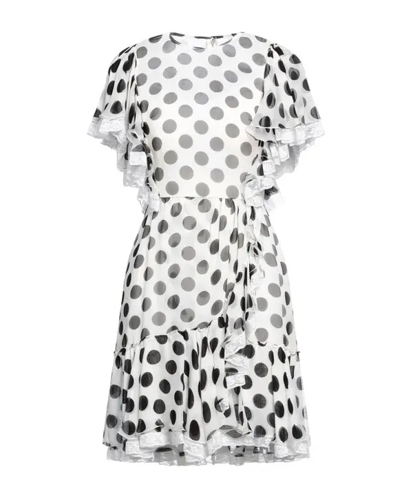 Dolce & Gabbana Flared Polka-dot Lace Chiffon Dress - White