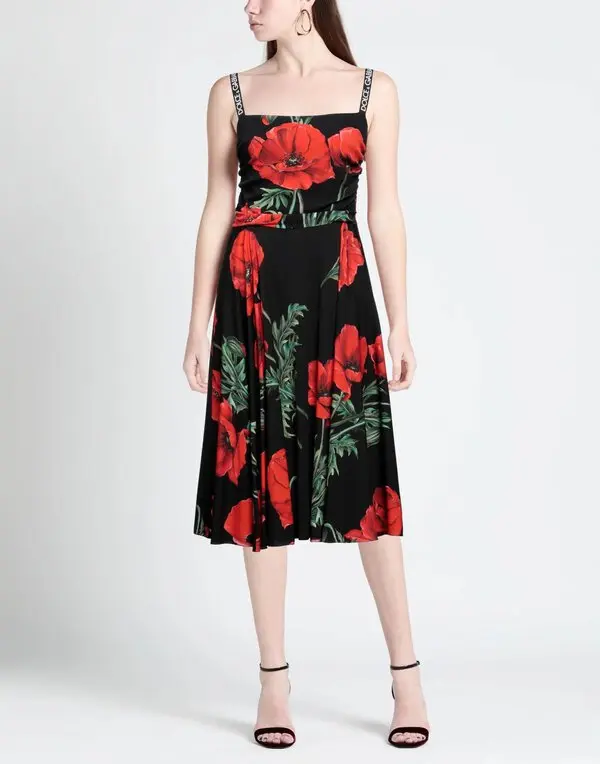 Dolce & Gabbana Floral Print Ruched Midi Dress
