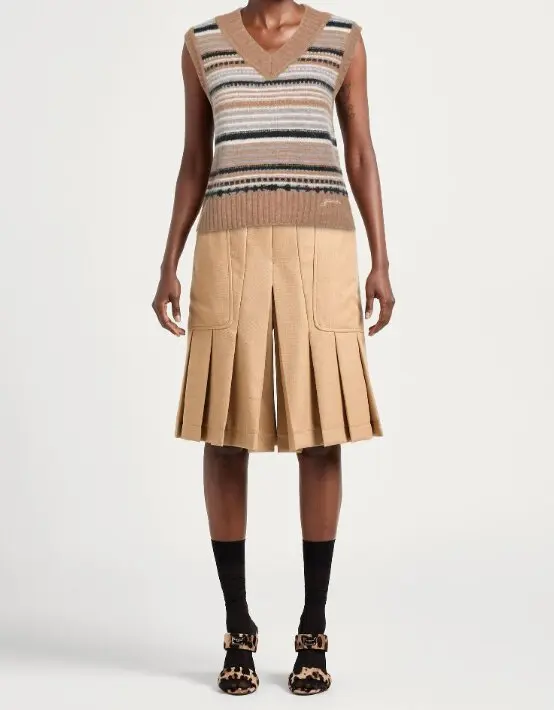 GANNI Sleeveless V-neck Pullover With Embroidered Logo