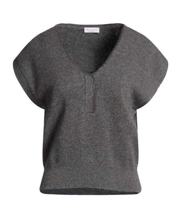 Brunello Cucinelli Sleeveless V-neck Top With Logo Detail