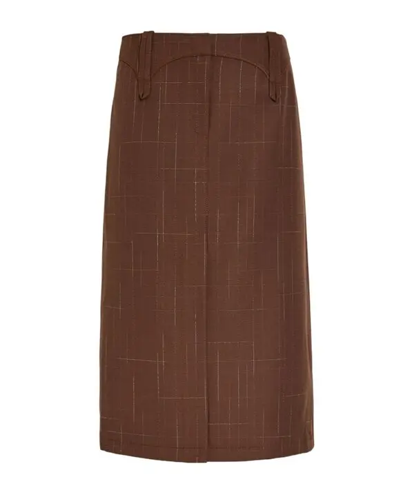Tory Burch Plaid Wool Blend Midi Skirt