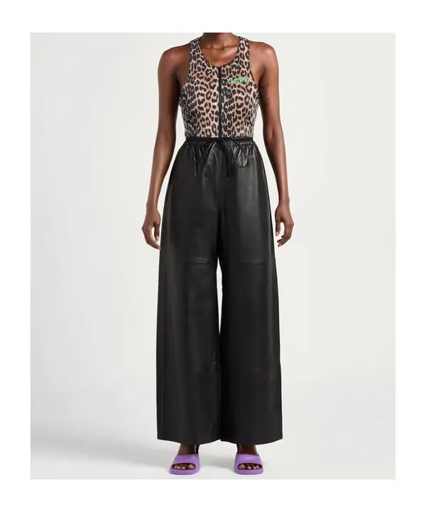 GANNI Leopard Print Sports Top With Zip Closure