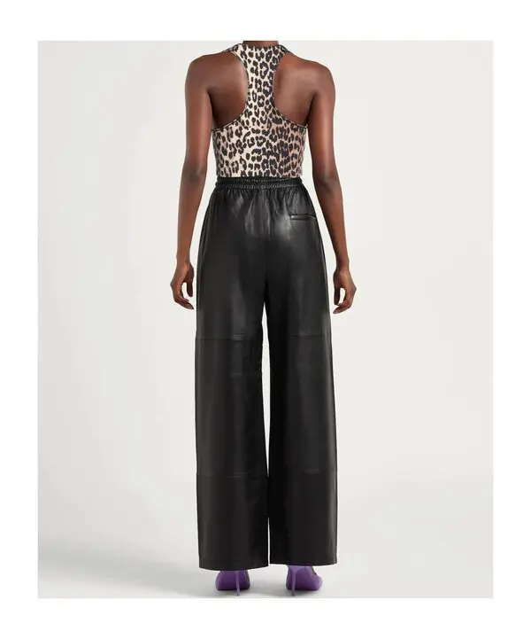 GANNI Leopard Print Sports Top With Zip Closure