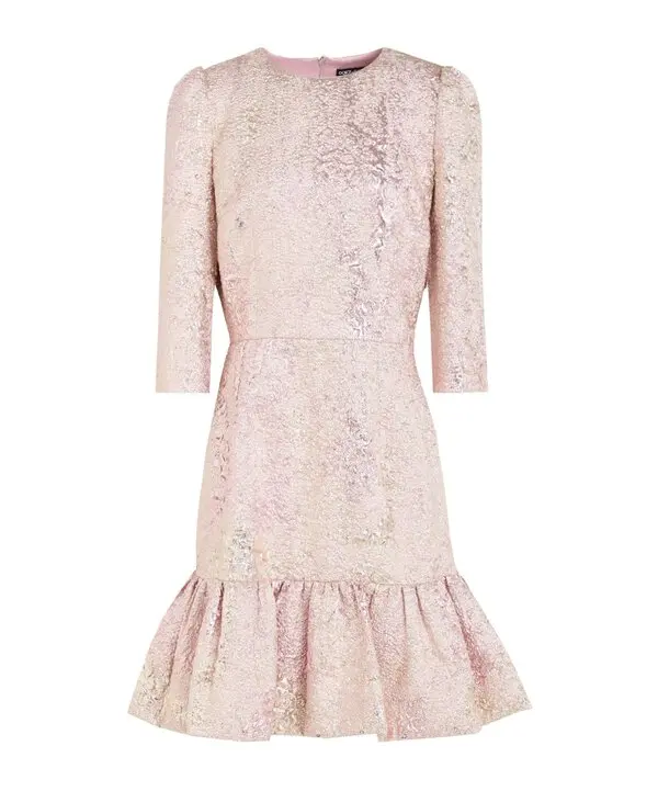 Dolce & Gabbana Flared Mini Dress With 3/4 Sleeves