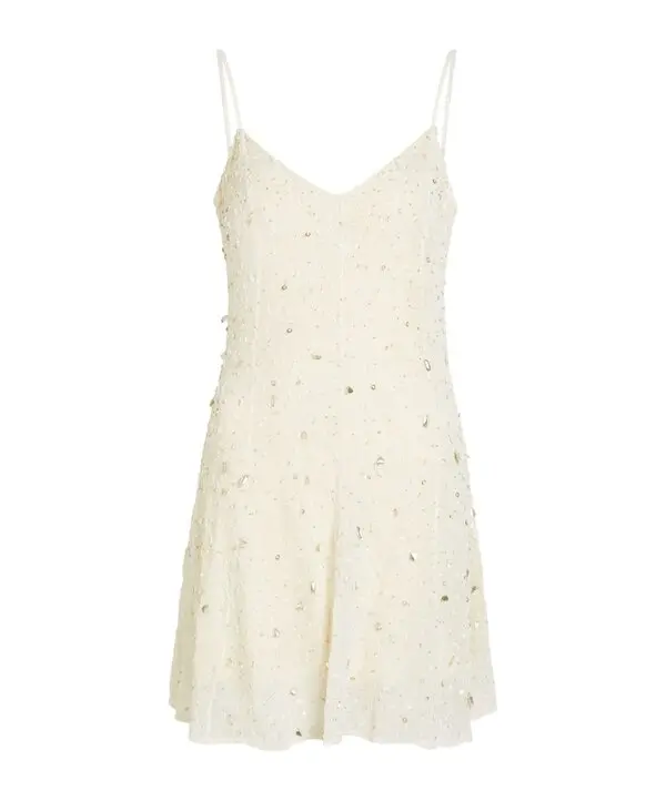 Staud Emily Embellished Mesh Mini Dress - White