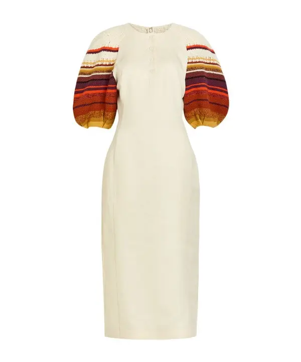 Gabriela Hearst Striped-knit Linen Midi Dress - White