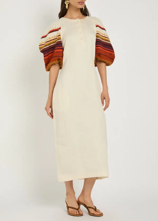 Gabriela Hearst Striped-knit Linen Midi Dress