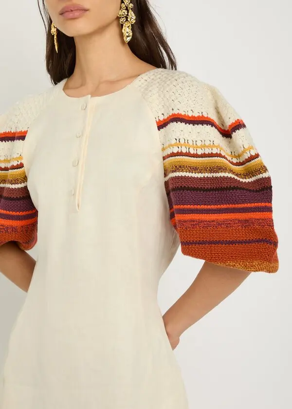Gabriela Hearst Striped-knit Linen Midi Dress