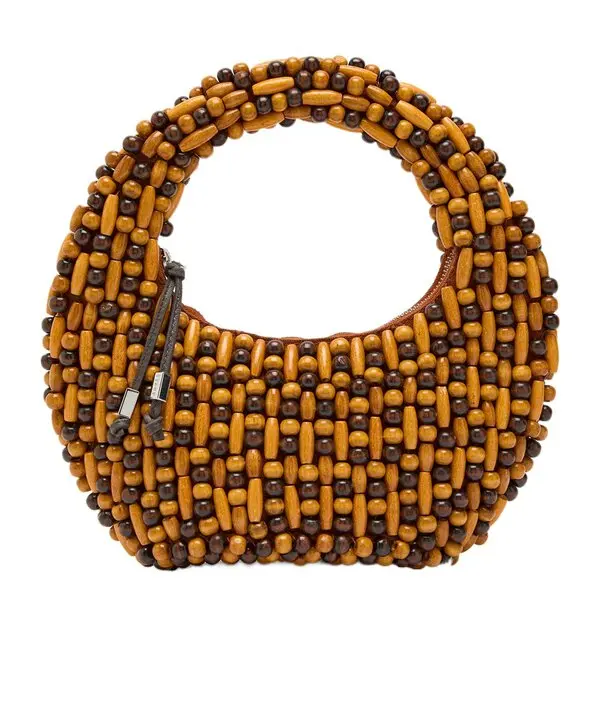 Staud Reef Beaded Top Handle Bag - Brown