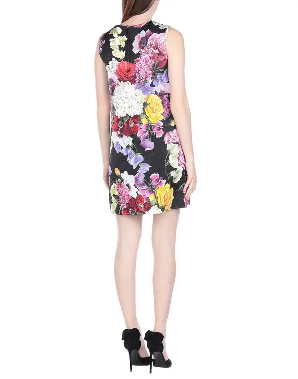Dolce & Gabbana Sleeveless Crewneck Floral-print Jacquard Satin Dress