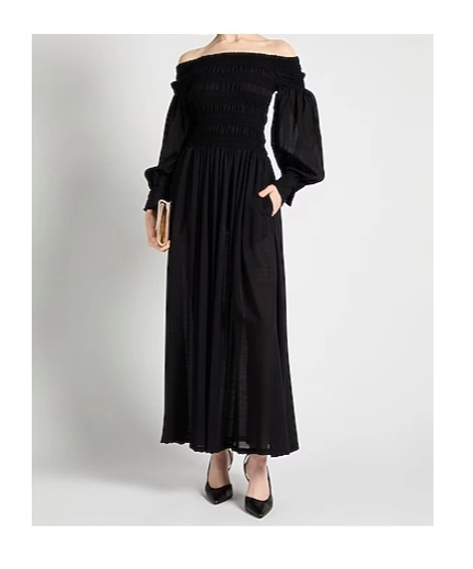 Max Mara Long Sleeve Gathered Evening Dress