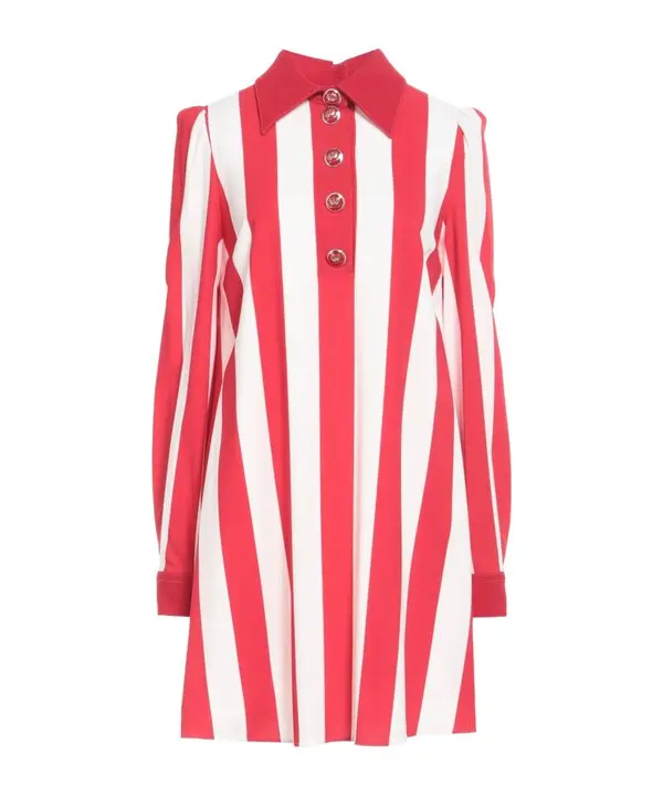 Dolce & Gabbana Two-tone Striped Long Sleeve Shirt Dress - Red