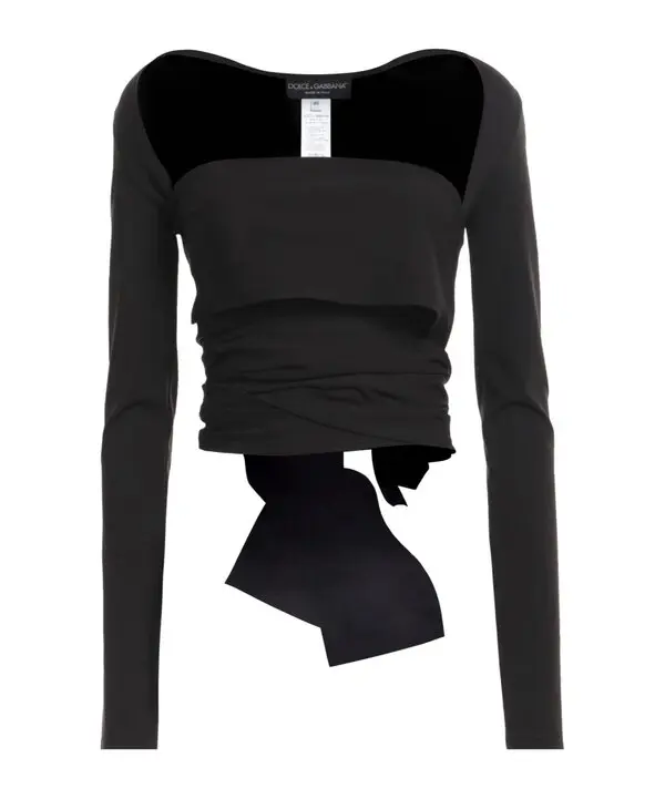 Dolce & Gabbana Long Sleeve Square Neck Cropped Top
